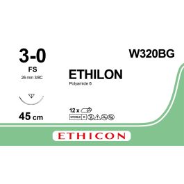 Ethicon Ethilon 3-0 Monofilament Black 45cm Reverse Cutting 3/8C ...